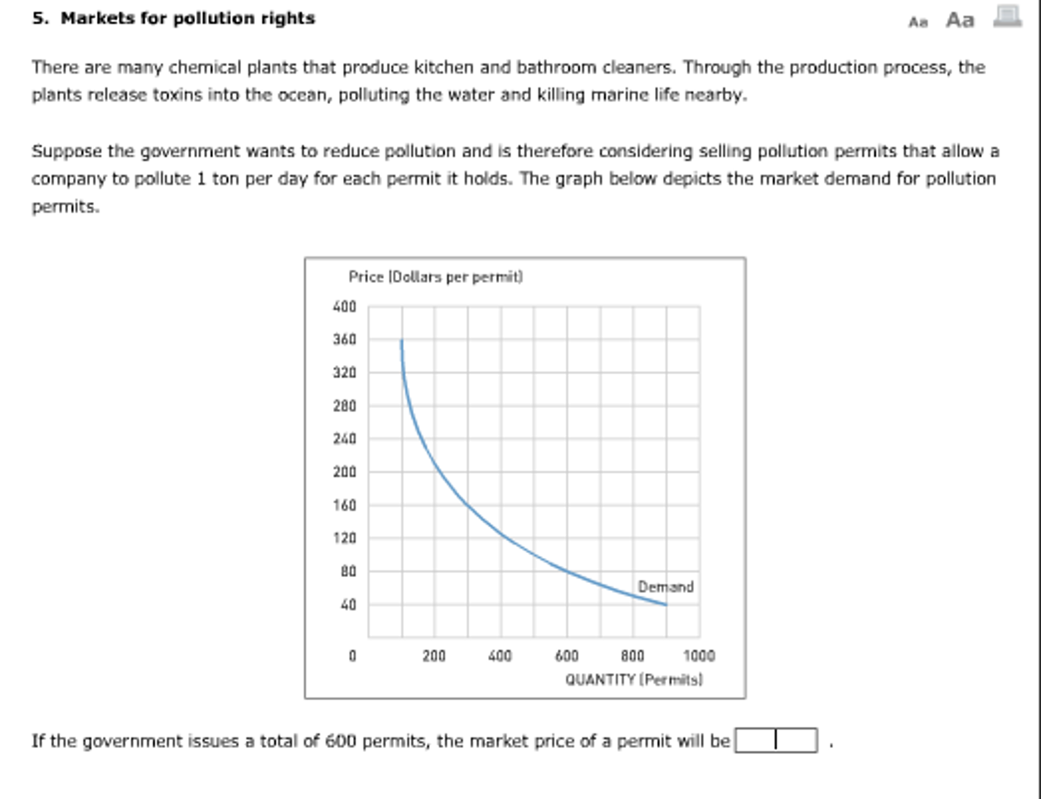 Solved 5. Markets for pollution rights Aa Aa There are many | Chegg.com