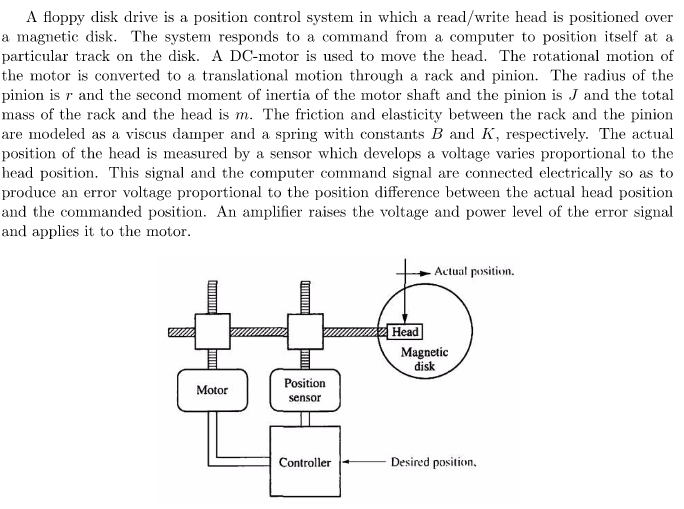 A floppy disk drive is a position control system in | Chegg.com