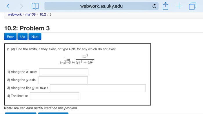Solved webwork.as.uky.edu webwork ma138 10.2 3 10.2: Problem | Chegg.com