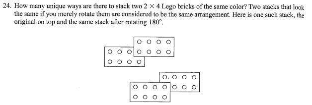 Solved 24. How many unique ways are there to stack two 2 X 4 | Chegg.com