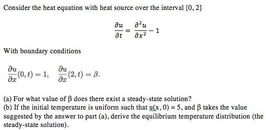 Solved Consider the heat equation with heat source over the | Chegg.com