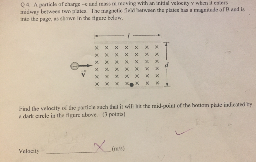 Solved A particle of charge -e and mass m moving with an | Chegg.com