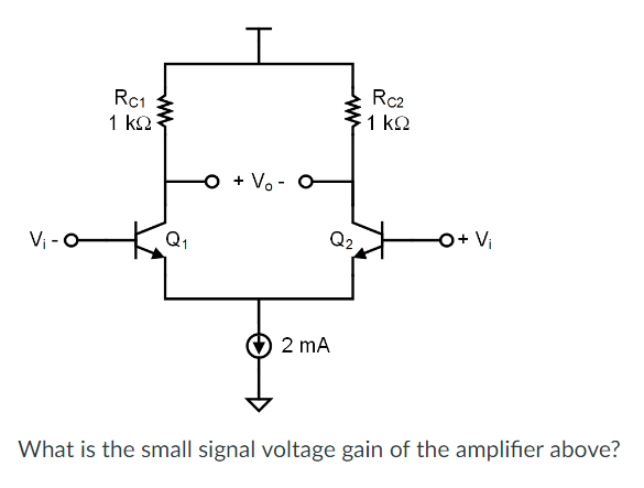 Solved What is the small signal voltage gain of the | Chegg.com