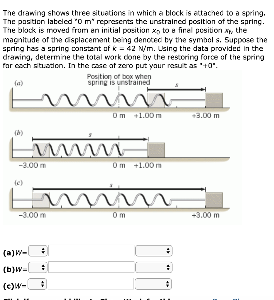 Solved The drawing shows three situations in which a block | Chegg.com