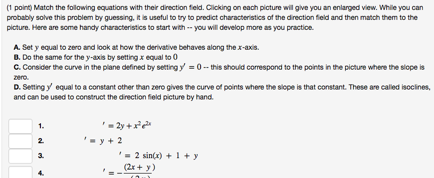 Solved (1 point) Match the following equations with their | Chegg.com