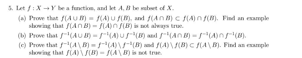 Solved Let f: X rightarrow Y be a function, and let A, B be | Chegg.com