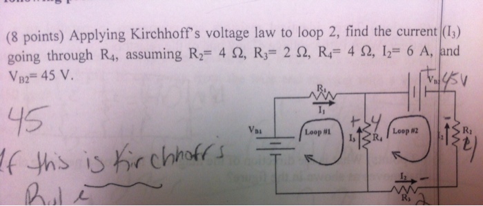 Solved Applying Kirchhoff?s voltage law to loop 2, find the | Chegg.com