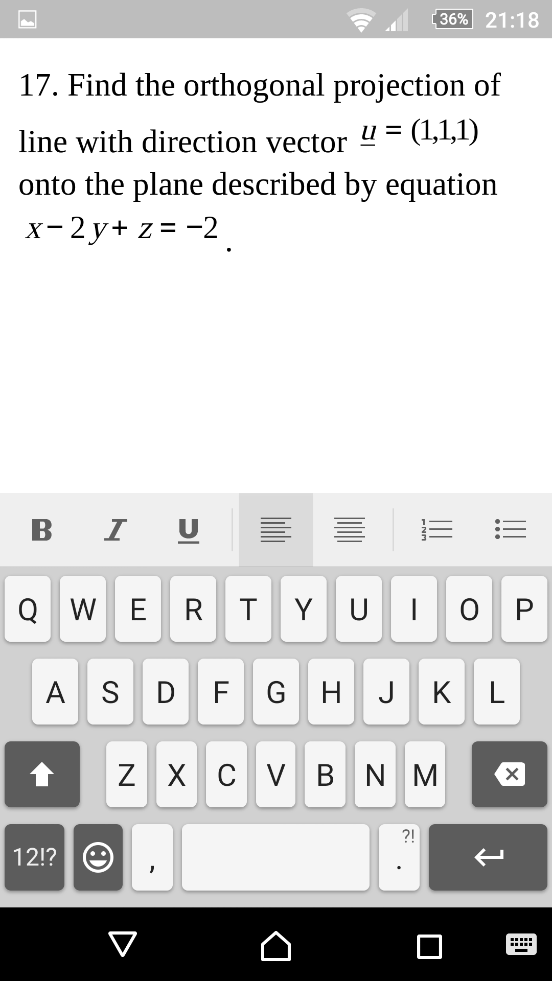 Solved Find the orthogonal projection of line with direction | Chegg.com