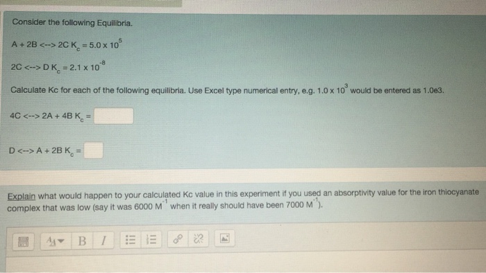 Solved Consider the following Equilibria. A + 2B | Chegg.com