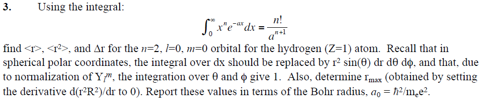 Using the integral find , , and Delta r for the n=2, | Chegg.com
