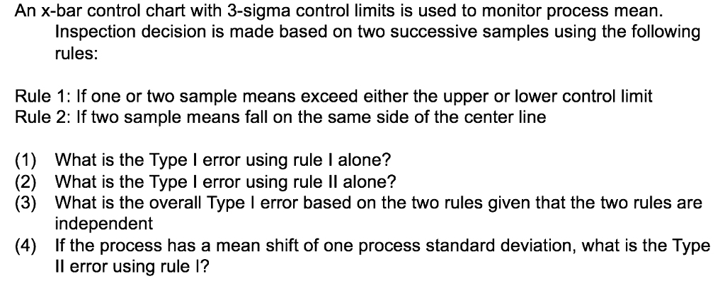 Solved An x-bar control chart with 3-sigma control limits is | Chegg.com