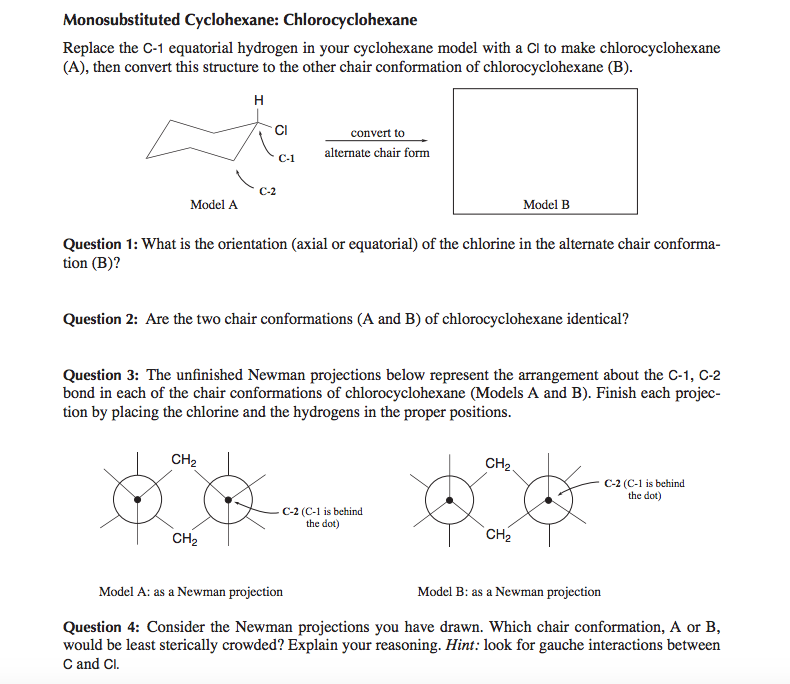 Solved Monosubstituted Cyclohexane: Chlorocyclohexane | Chegg.com
