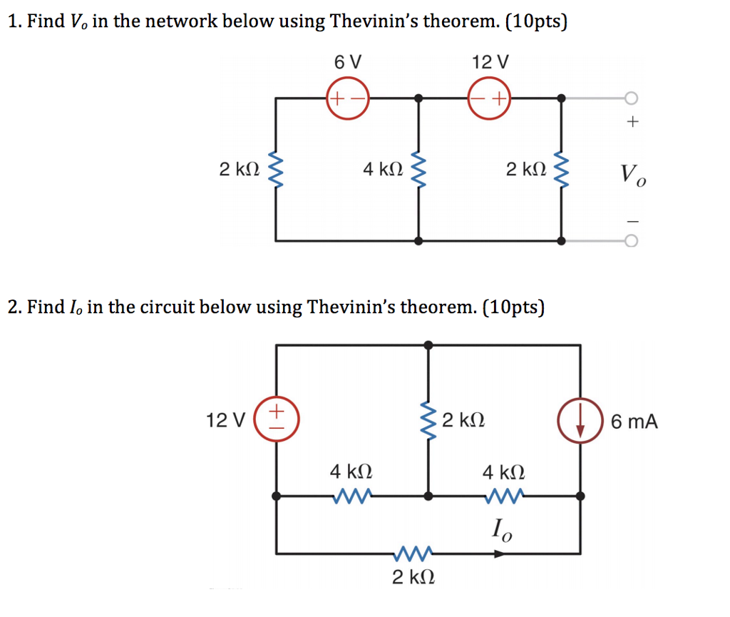 Solved Find V_o in the network below using Thevinin's | Chegg.com