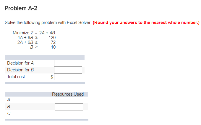 Solved Solve the following problem with Excel Solver: (Round | Chegg.com