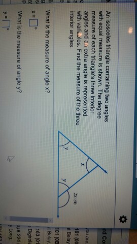 Solved An isosceles triangle containing two angles with | Chegg.com