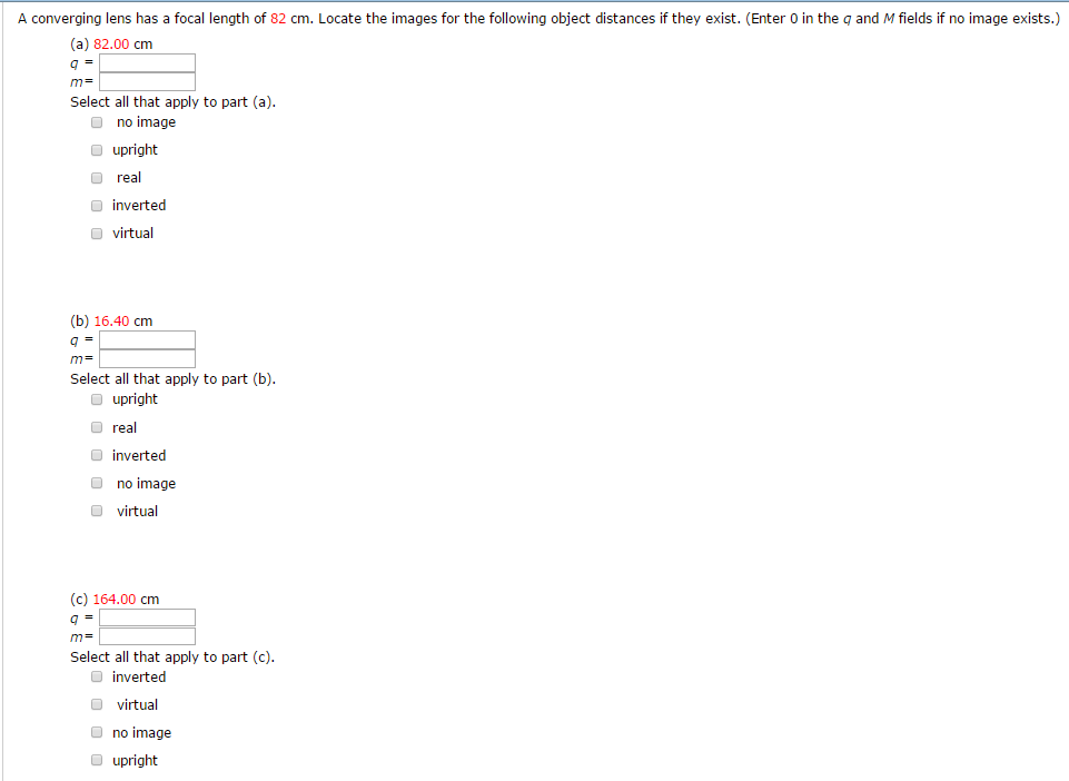 Solved A converging lens has a focal length of 82 cm. Locate | Chegg.com