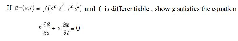 Solved If g = (s,t) = f(s2 - t2, t2 - s2) and f is | Chegg.com