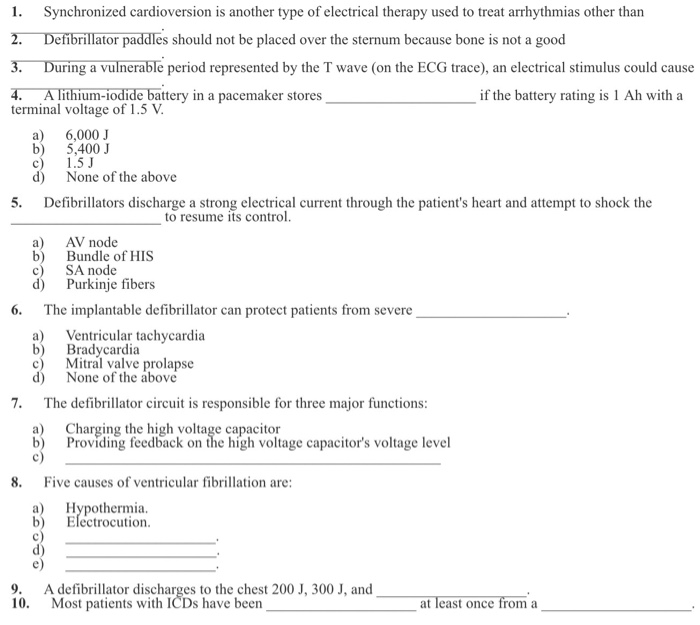 Solved Synchronized cardioversion is another type of | Chegg.com