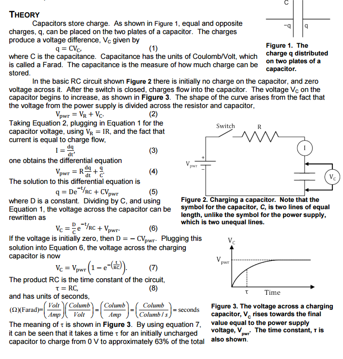 Solved THEORY Capacitors store charge. As shown in Figure 1, | Chegg.com
