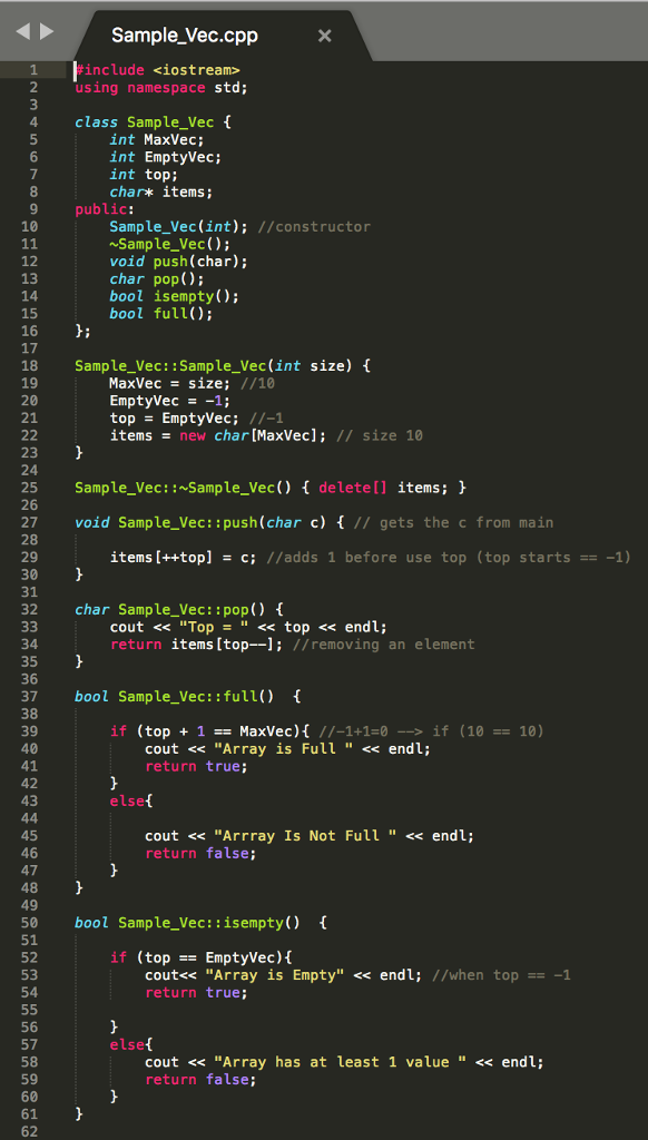 Solved Task 2: Hard Code Sample_Vec Class. You will need to | Chegg.com