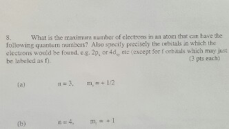 Solved What is the maximum number of electrons in an atom | Chegg.com