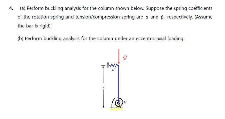 Solved 4. (a) Perform buckling analysis for the column shown | Chegg.com