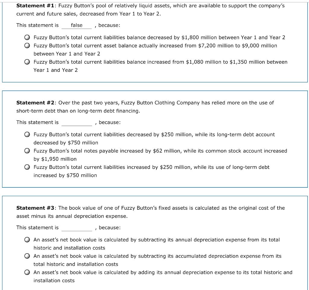 Solved Fuzzy Button Clothing Company is a hypothetical | Chegg.com