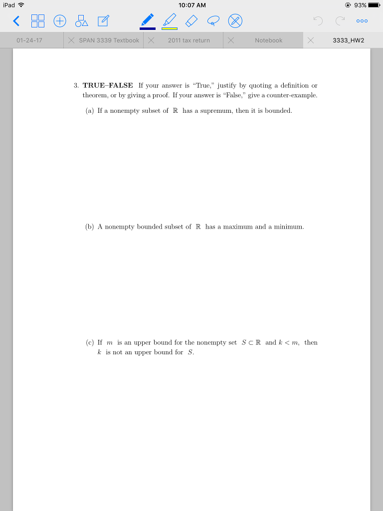 Solved TRUE-FALSE If your answer is "True, " justify by | Chegg.com