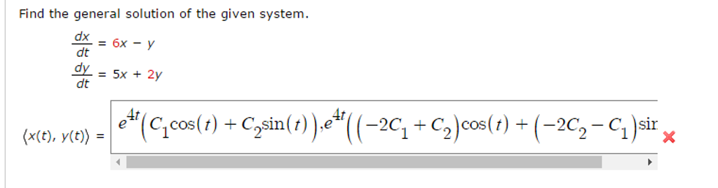 Solved Find the general solution of the given system dx/dt | Chegg.com