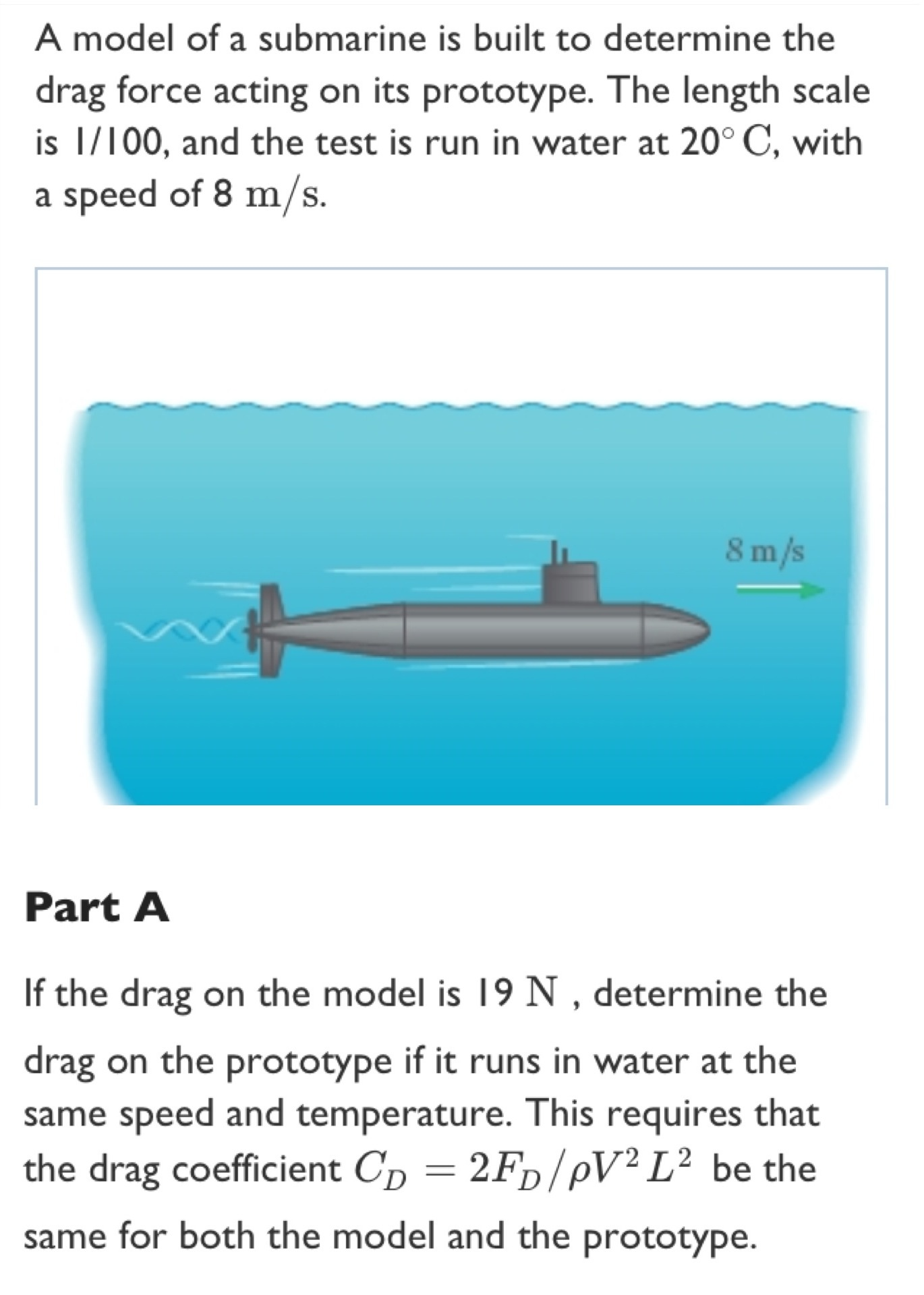 Solved A Model Of A Submarine Is Built To Determine The Drag