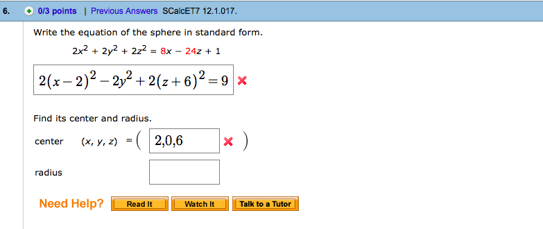 Solved Write the equation of the sphere in standard form. | Chegg.com