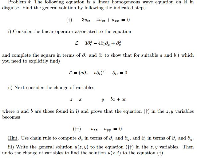 The following equation is a linear homogeneous wave | Chegg.com