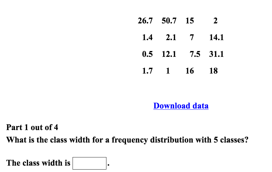 Solved 26.7 50.7 15 2 1.4 2.1 7 14.1 0.5 12.1 7.5 31.1 1.7 1 | Chegg.com