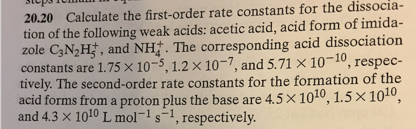 Solved Calculate The First Order Rate Constants For The