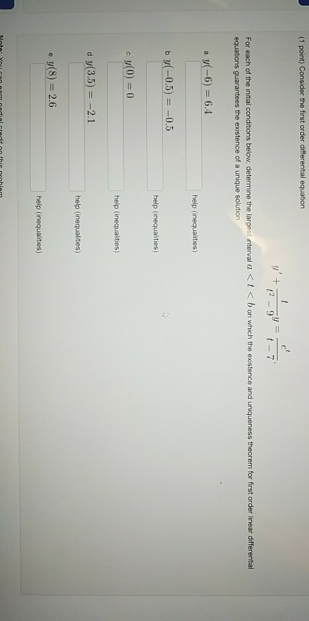 Solved (1 point) Consider the first order differential | Chegg.com