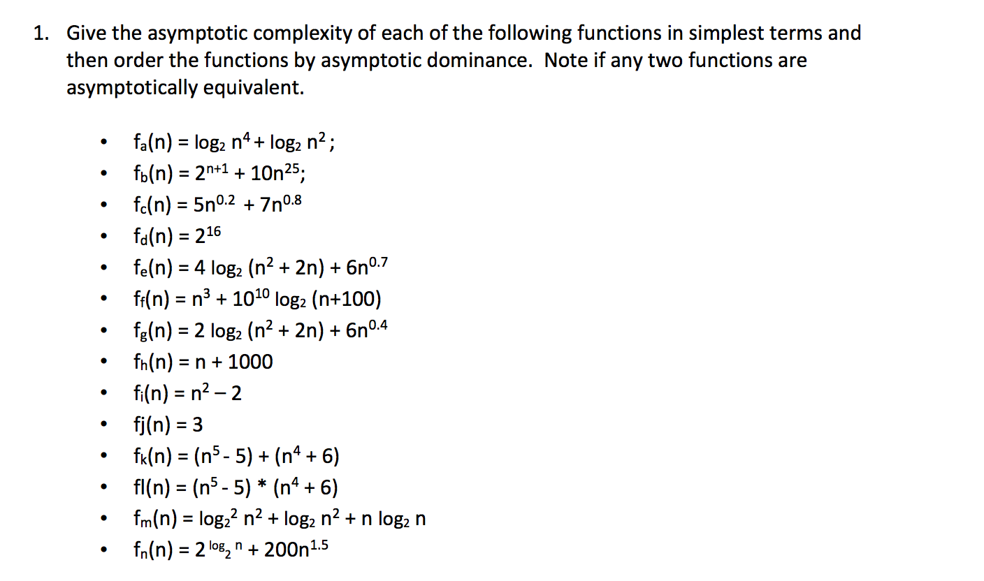 Solved Give the asymptotic complexity of each of the | Chegg.com