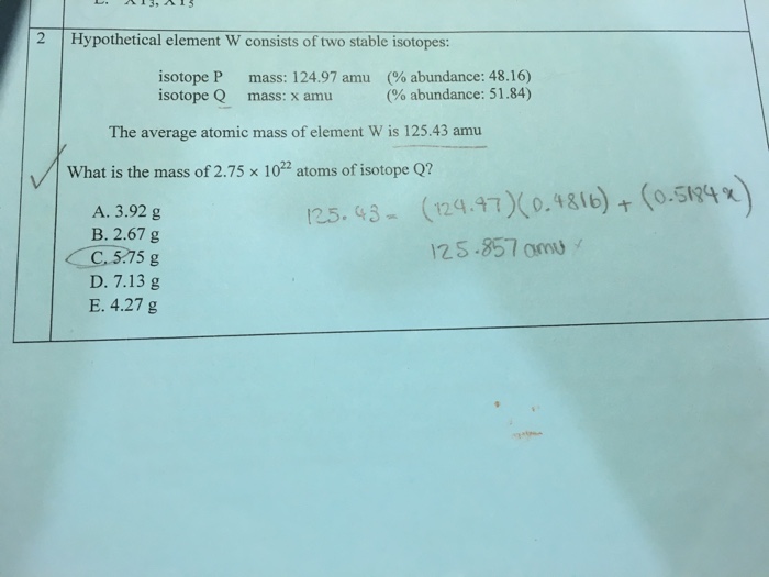 Solved Hypothetical element W consists of two stable | Chegg.com