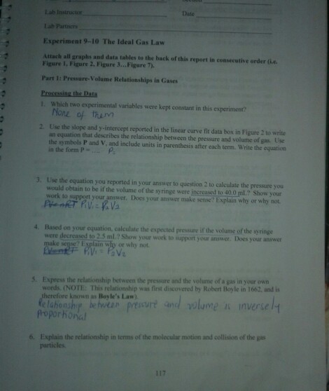 Date Lab Instructor Lab Partners Experiment 9-10 The | Chegg.com