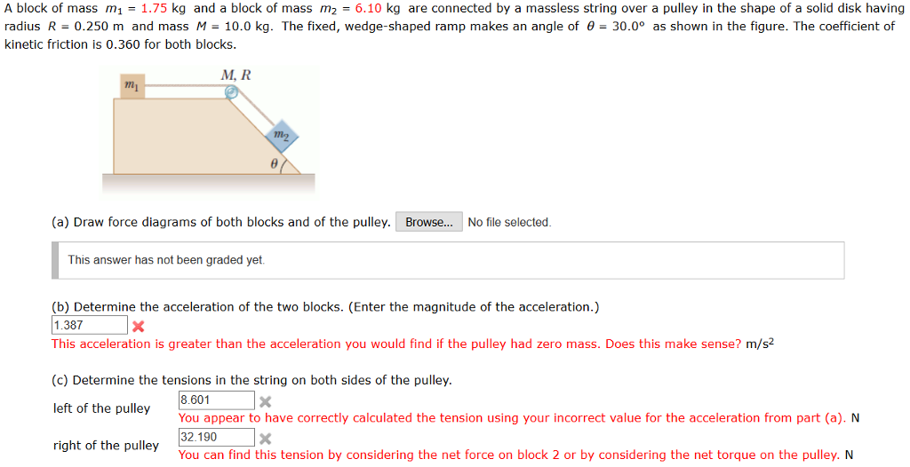 Solved A block of mass m_1 = 1.75 kg and a block of mass m_2 | Chegg.com