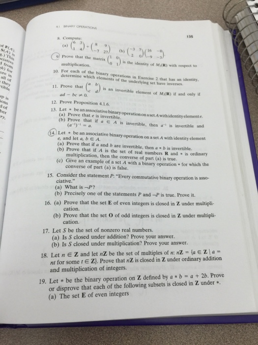 Solved 14 Let Be An Associative Binary Operation On A Set