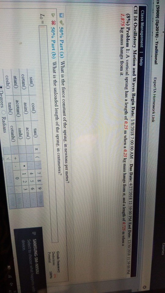 Solved cs [59091 (Sp2018)- Traditional ses ExperTA Homework | Chegg.com