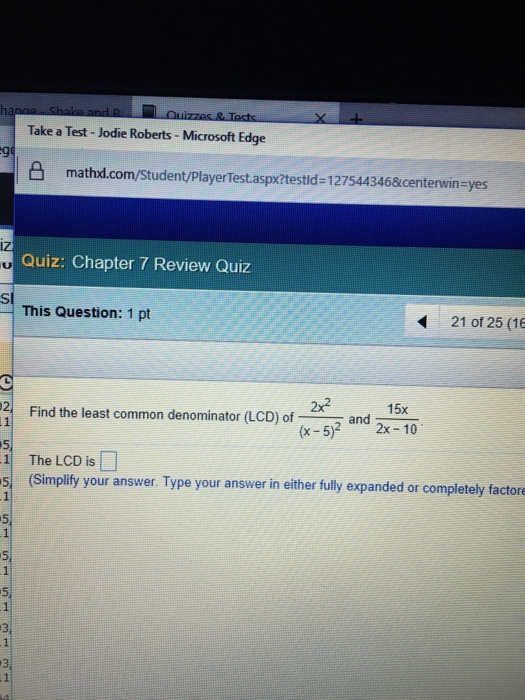 Solved Find the least common denominator (LCD) of | Chegg.com