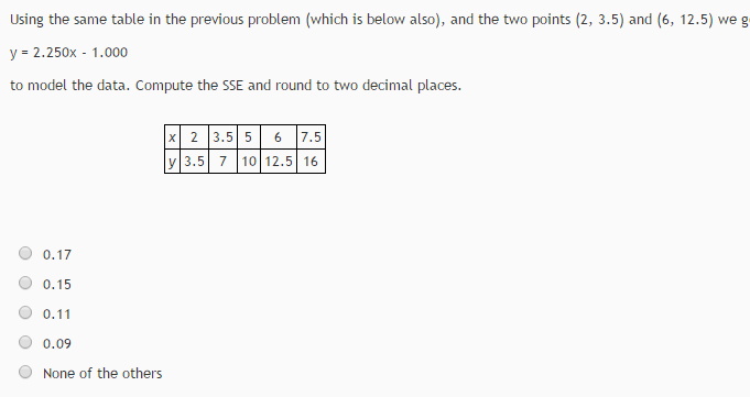 Solved Using the same table in the previous problem (which | Chegg.com