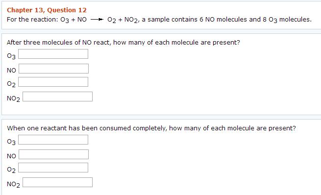 Solved For the reaction: O3 + NO O2 + NO2, a sample contains | Chegg.com