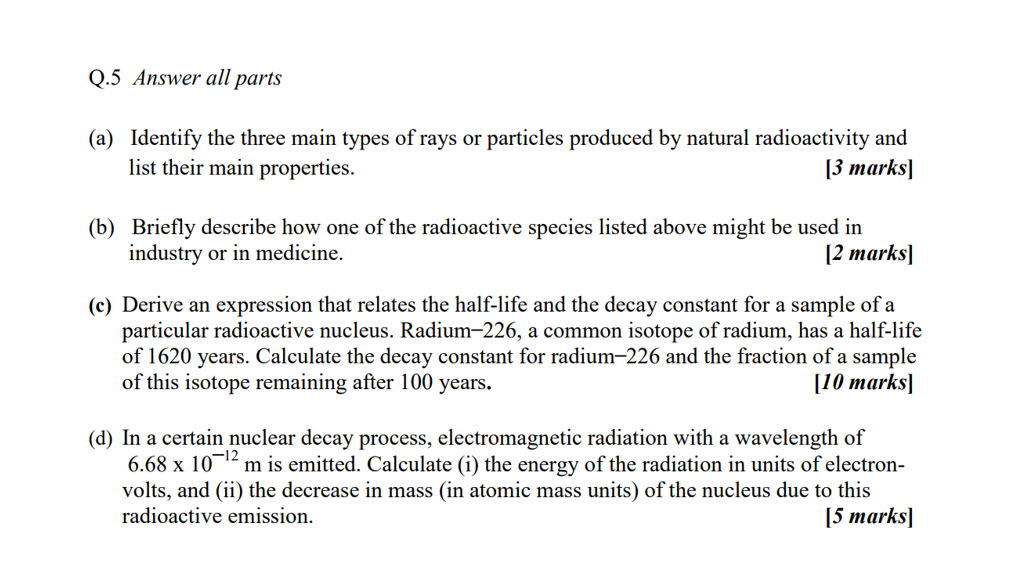 Solved Q.5 Answer all parts (a) Identify the three main | Chegg.com