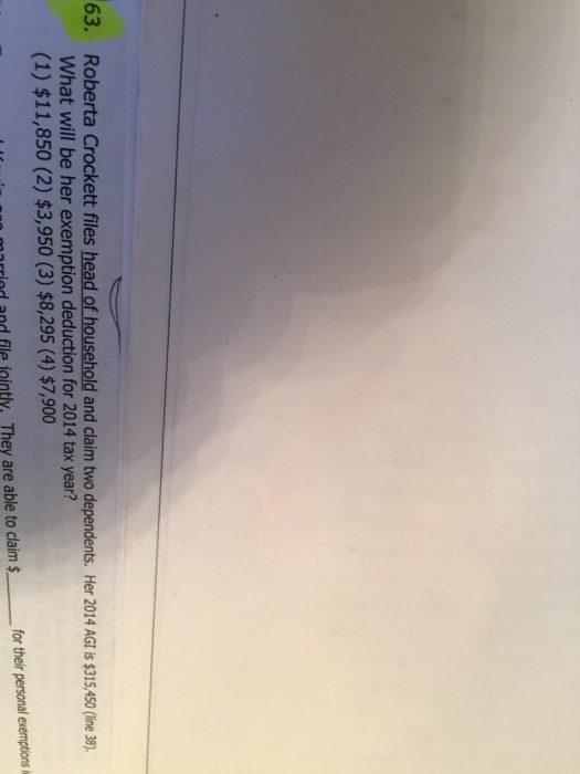 Solved Roberta Crockett files head of household and claim | Chegg.com