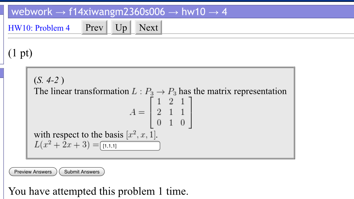 Solved The linear transformation L : P3 --> P3 has the | Chegg.com