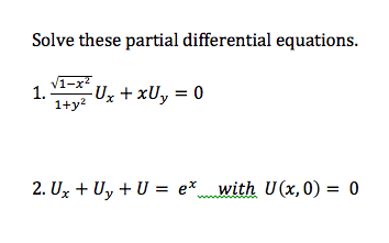Solved Solve these partial differential equations. 1. | Chegg.com