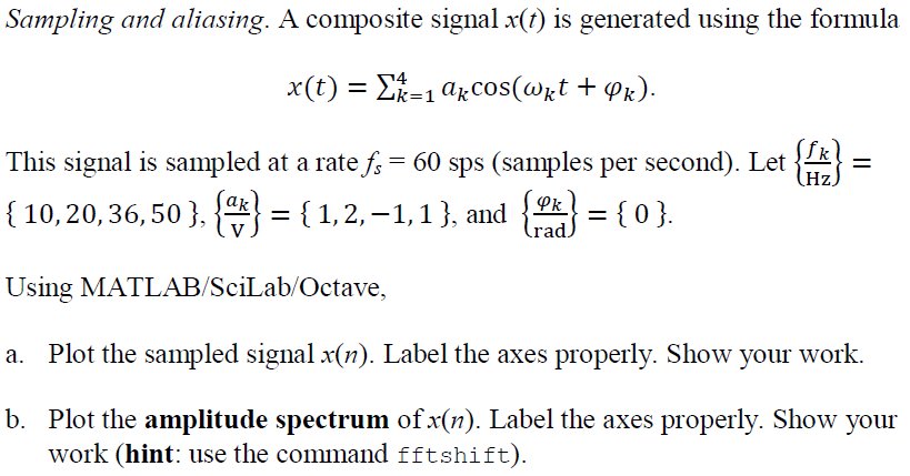 Solved Sampling and aliasing. A composite signal x is | Chegg.com