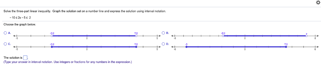 Solved Solve the three-part linear inequality. Graph the | Chegg.com